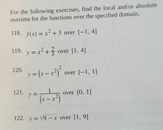 Solved For the following exercises, find the local and/or | Chegg.com