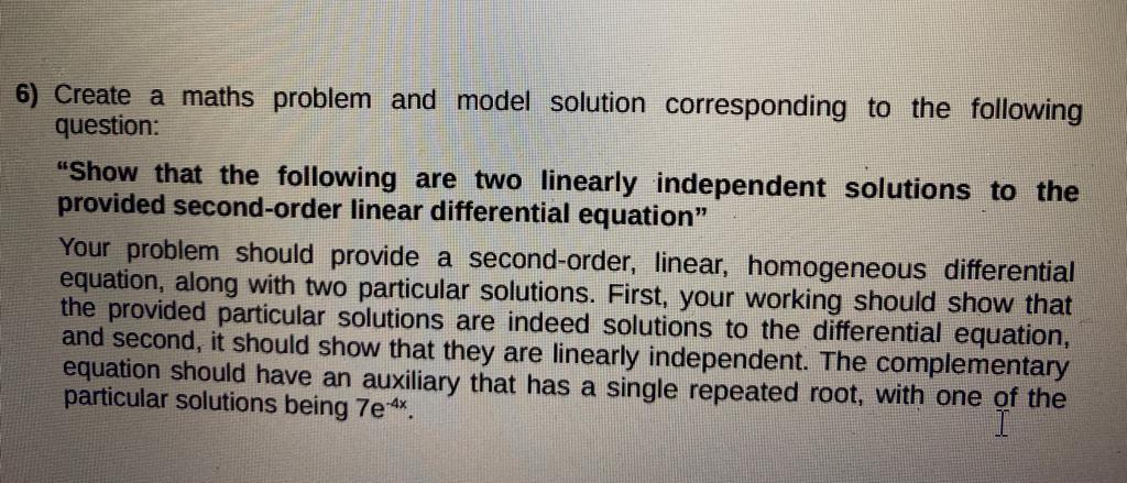 Solved 6) Create a maths problem and model solution | Chegg.com