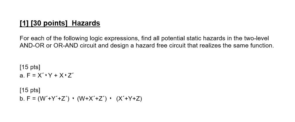 Solved [1] [30 points] Hazards For each of the following | Chegg.com