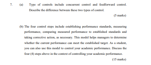 Solved 7. (a) Type of controls include concurrent control | Chegg.com