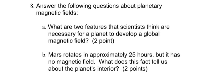 Solved 8. Answer the following questions about planetary | Chegg.com