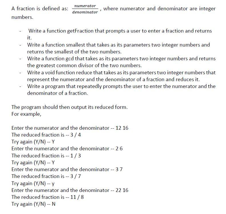 Solved A fraction is defined as: numbers. numerator | Chegg.com