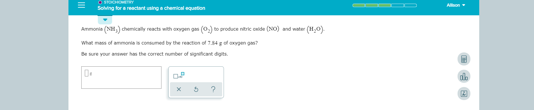 Solved = O STOICHIOMETRY Solving for a reactant using a | Chegg.com