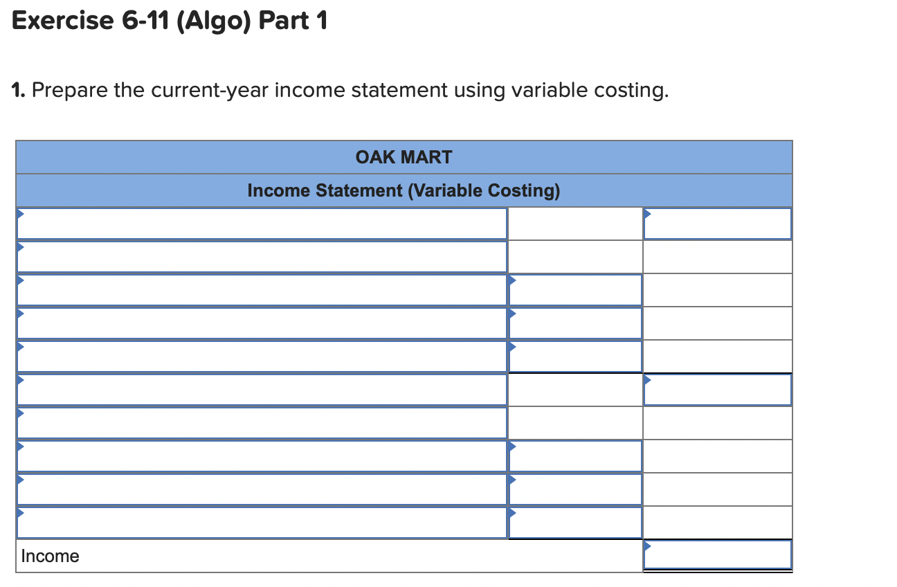 Solved Required informationExercise 6-11 (Algo) Absorption | Chegg.com Solved Required informationExercise 6-11 (Algo) Absorption | Chegg.com