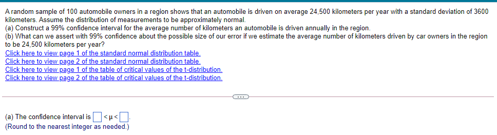 Solved A random sample of 100 automobile owners in a region | Chegg.com