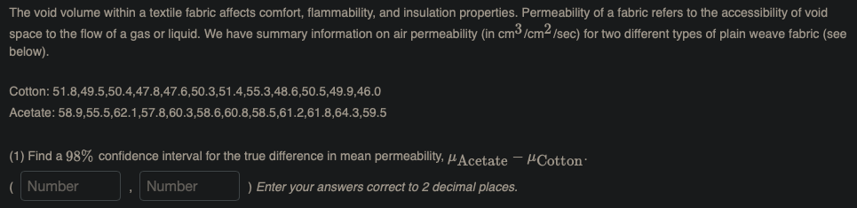 Solved The void volume within a textile fabric affects | Chegg.com