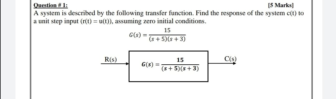 Solved Question #1: [5 Marks] A system is described by the | Chegg.com