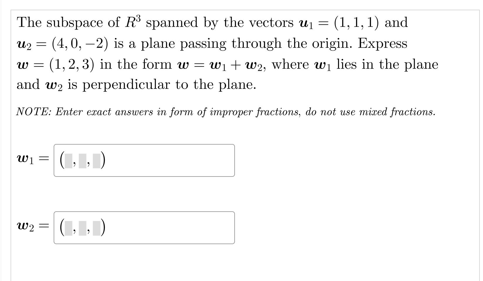 The subspace of R3 spanned by the vectors u1=(1,1,1) | Chegg.com