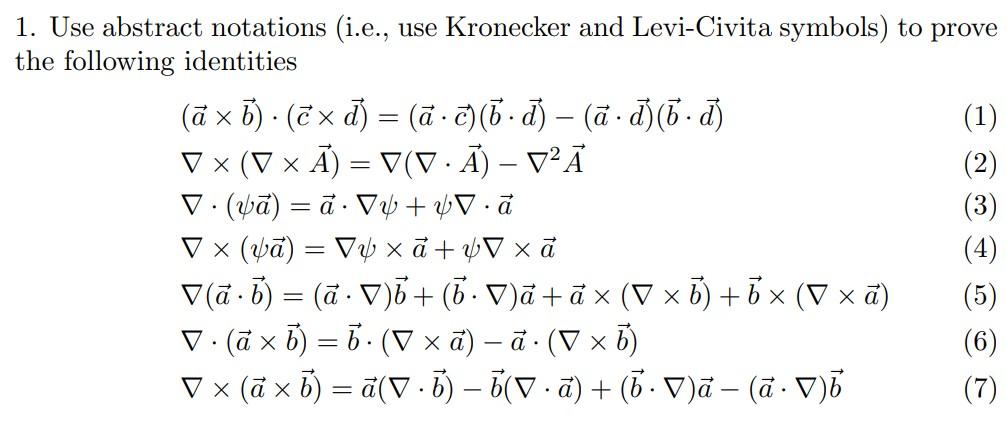 Solved 1. Use abstract notations (i.e., use Kronecker and | Chegg.com