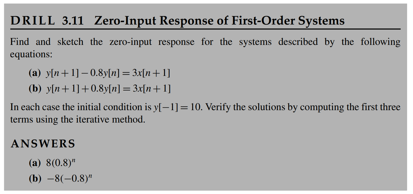 Solved Find and sketch the zero-input response for the | Chegg.com