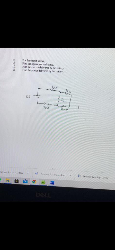 Solved 3) For the circuit shown, a) Find the equivalent | Chegg.com