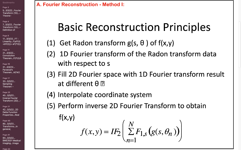 Solved Basic Reconstruction Principles (1) Get Radon | Chegg.com