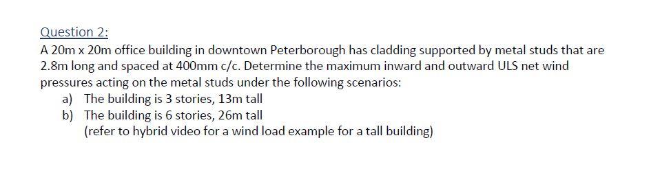 Solved Question 2: A 20m x 20m office building in downtown | Chegg.com