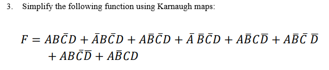 Solved 3. Simplify the following function using Karnaugh | Chegg.com