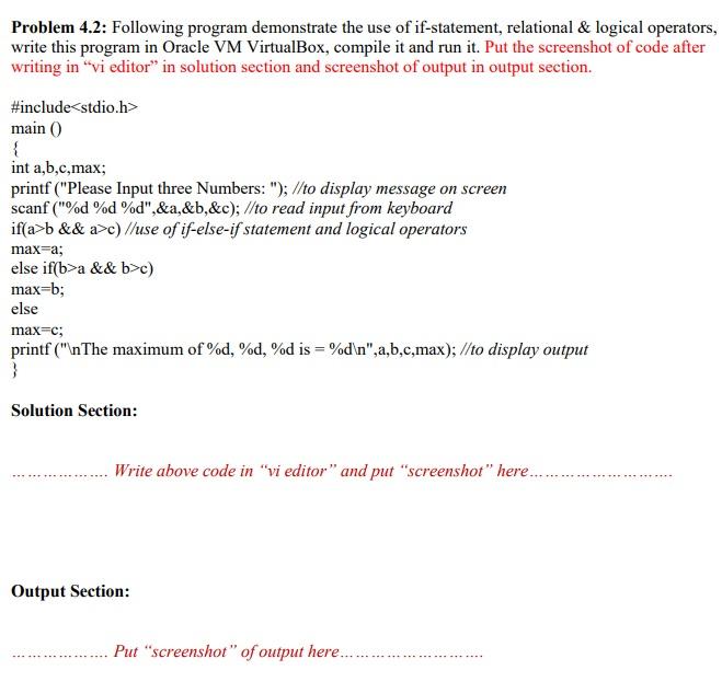 Solved Problem 4.2: Following program demonstrate the use of | Chegg.com