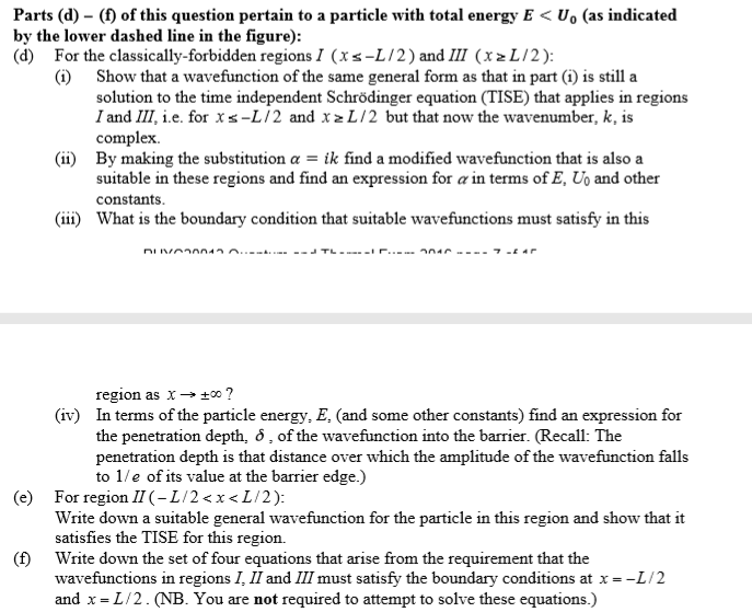 Solved Question 5 23 marks Consider the finite square well | Chegg.com