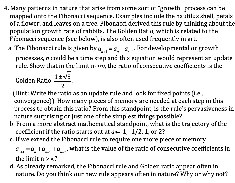Solved 4. Many patterns in nature that arise from some sort | Chegg.com