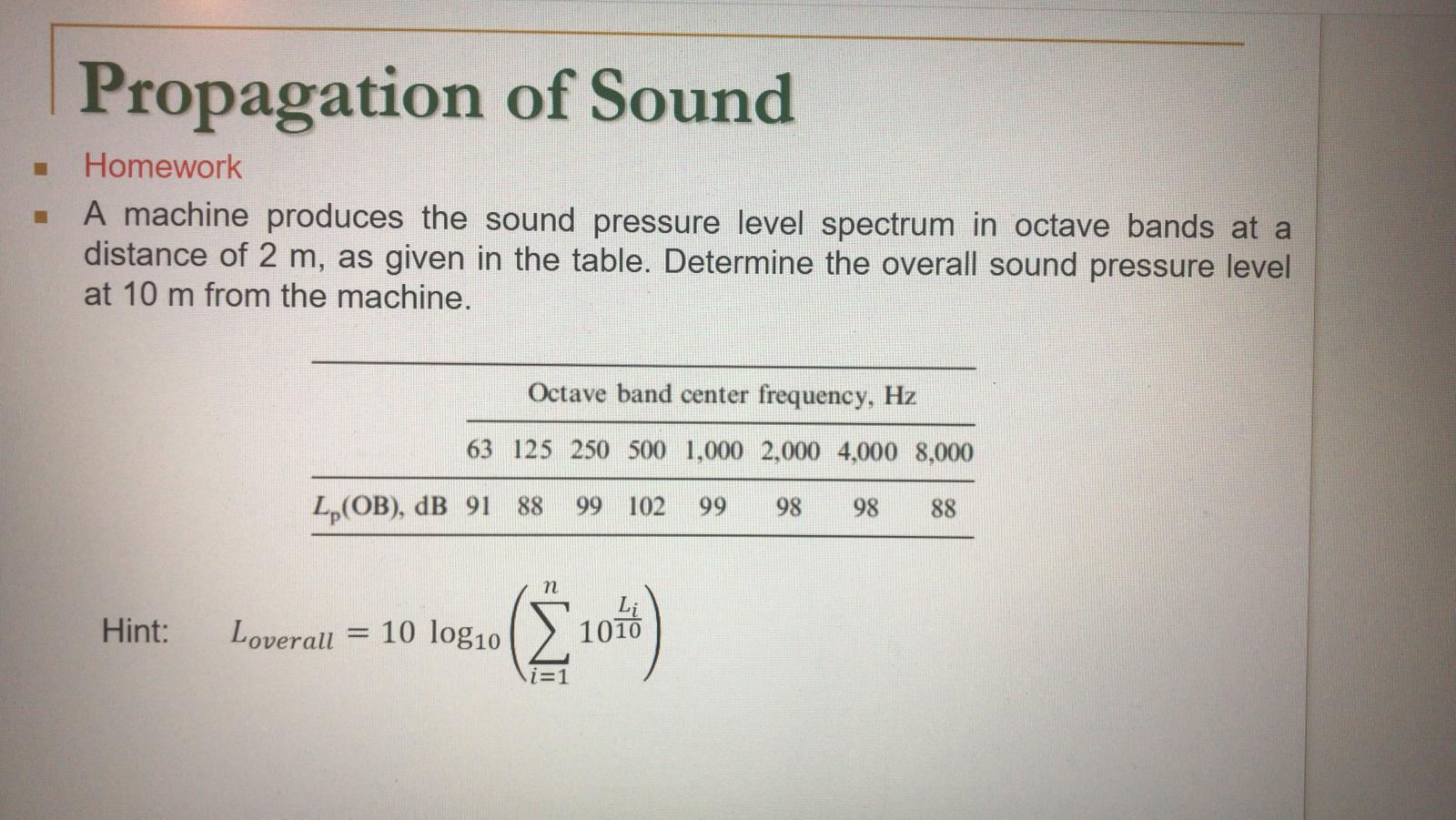 Solved Propagation of Sound Homework A machine produces the | Chegg.com