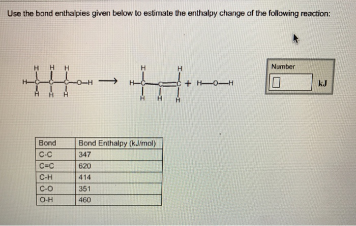 Solved Use the bond enthalpies given below to estimate the | Chegg.com
