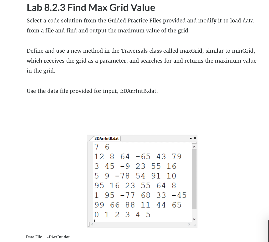 Solved Lab 8.2.3 Find Max Grid Value Select a code solution | Chegg.com