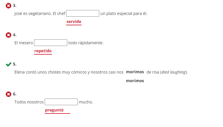 En el restaurante 1 ATTEMPT LEFT DUE February 13th | Chegg.com