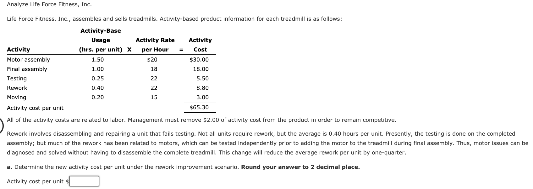 Solved 4.10 Analyze Life Force Fitness, Inc. Life Force | Chegg.com