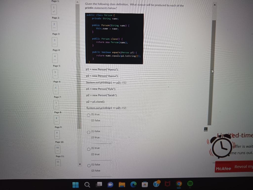 Solved Given the following class definition. What output | Chegg.com