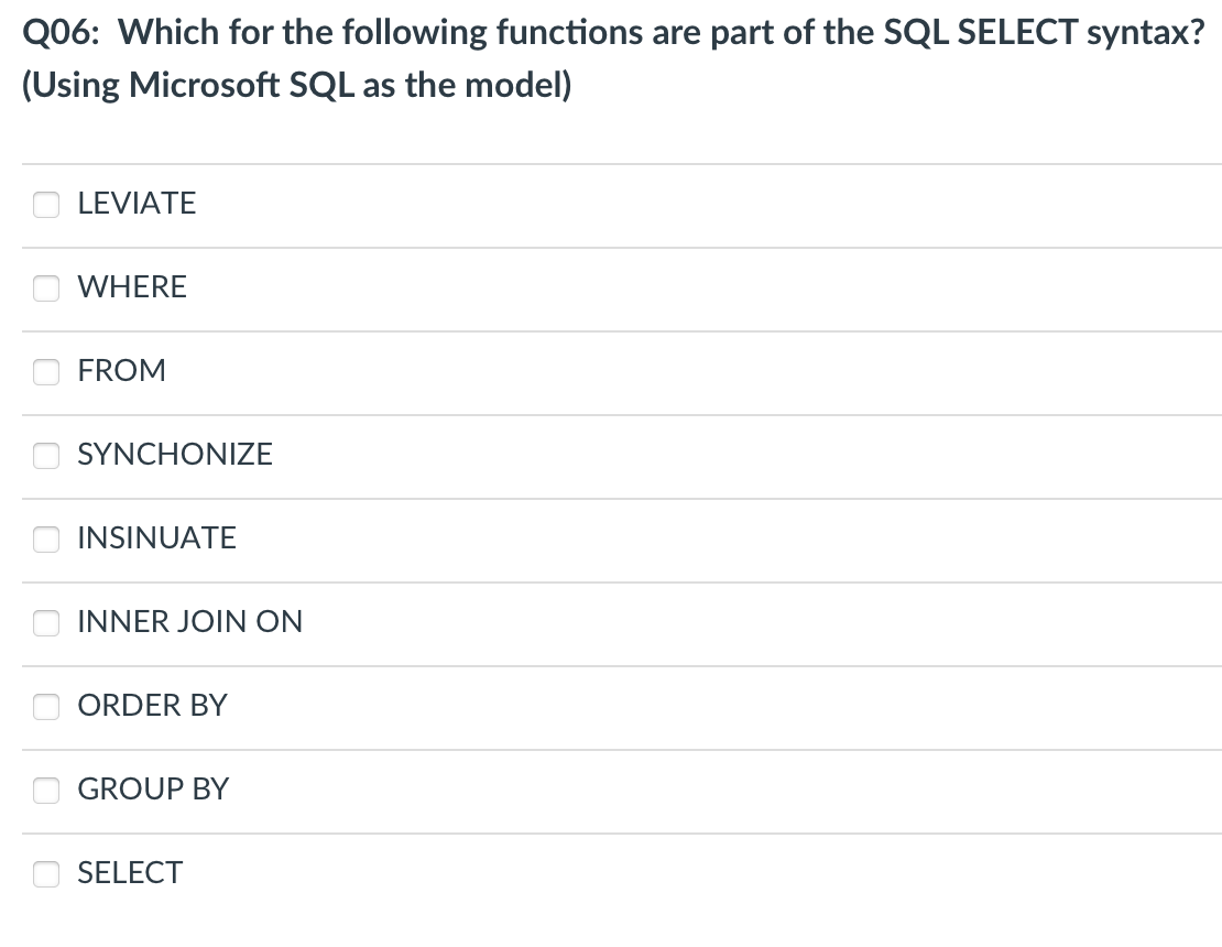 Solved Q06: Which for the following functions are part of | Chegg.com