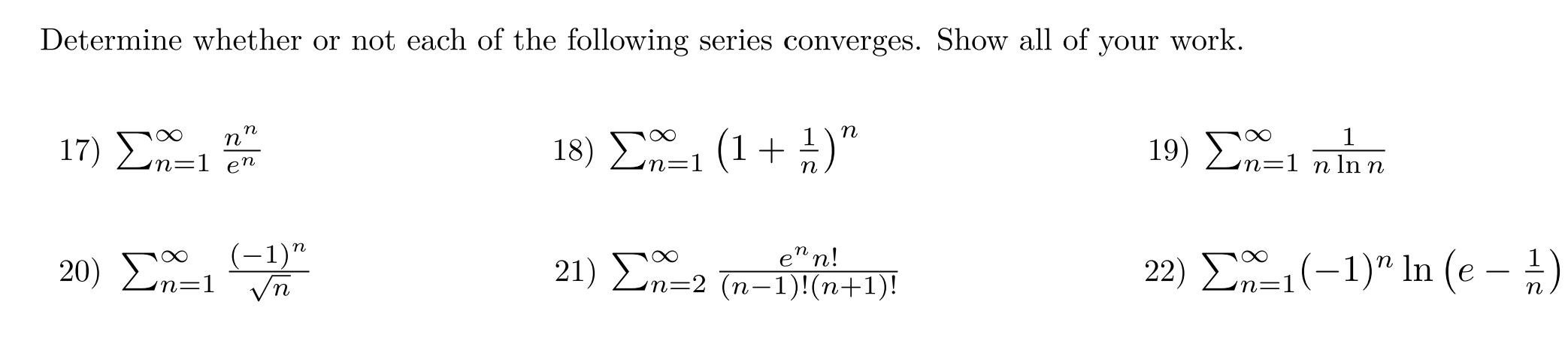 Solved Determine whether or not each of the following series | Chegg.com