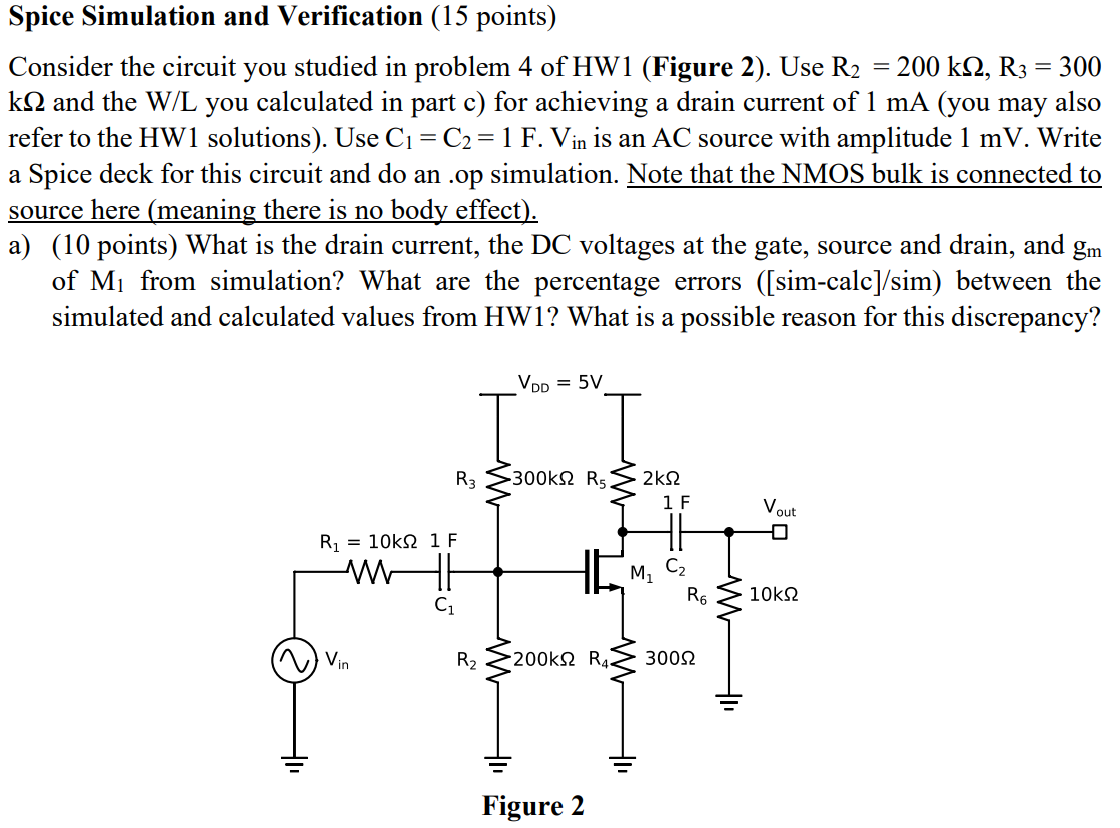 Solved Spice Simulation and Verification (15 points) | Chegg.com