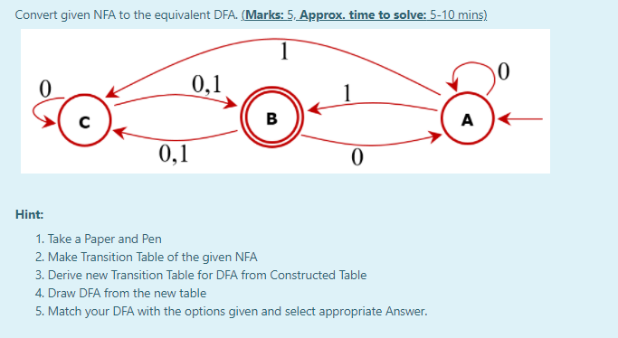 Solved Convert given NFA to the equivalent DFA. (Marks: 5. | Chegg.com