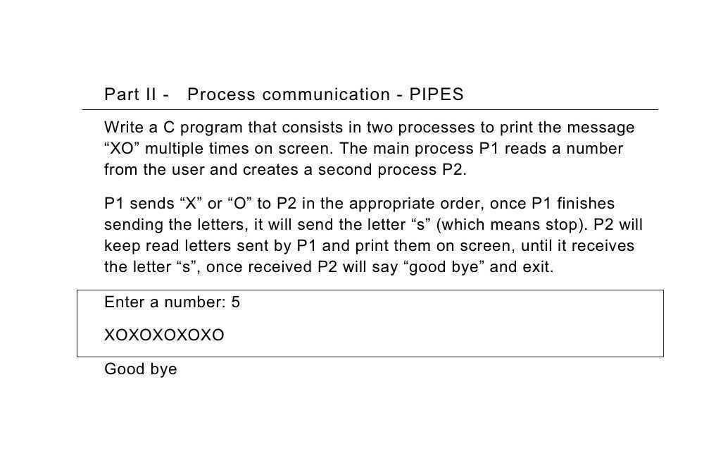 Solved Part II - Process communication - PIPES Write a C | Chegg.com