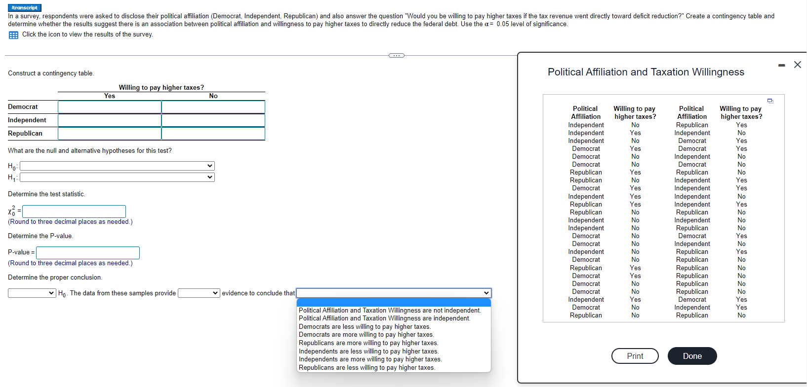 Solved Click the icon to view the results of the survey. | Chegg.com