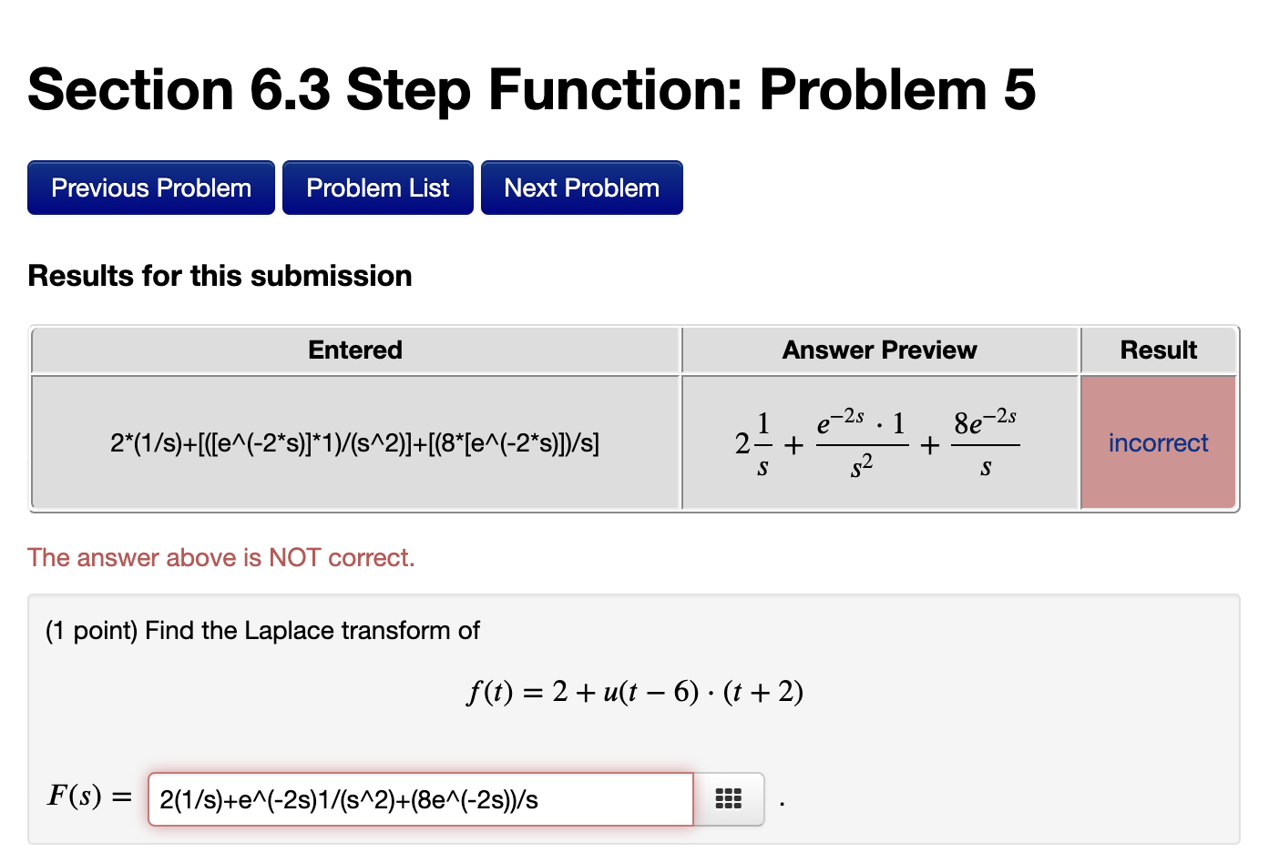 Solved Section 6.3 Step Function: Problem 5 Previous Problem | Chegg.com