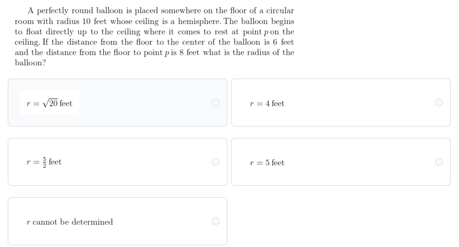 Solved A perfectly round balloon is placed somewhere on the | Chegg.com