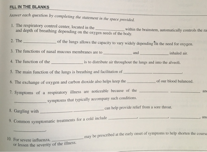 Solved FILL IN THE BLANKS Answer each question by completing | Chegg.com