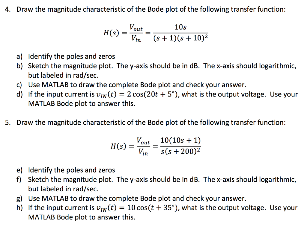 Solved 4. Draw the magnitude characteristic of the Bode plot | Chegg.com