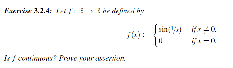 Solved Exercise 3.2.4: Let f: R+R be defined by sin(1/x) | Chegg.com