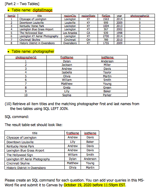 Solved (1) Retrieve all information (all values from all | Chegg.com