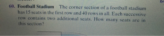 Solved 60. Football Stadium The corner section of a football | Chegg.com