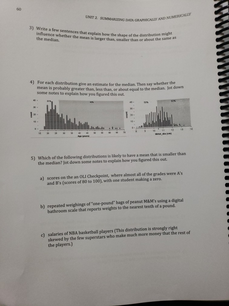 Solved 60 UNIT 2. SUMMARIZING DATA GRAPHICALLY AND | Chegg.com
