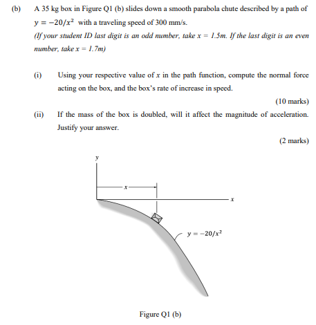 Solved (b) A 35 kg box in Figure Q1 (b) slides down a smooth | Chegg.com