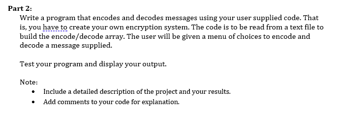 Solved Part 2 Write A Program That Encodes And Decodes 3059