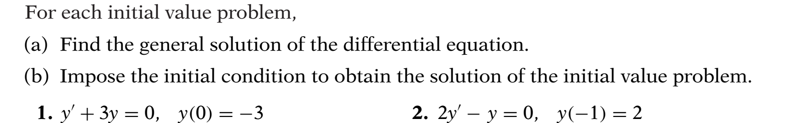Solved For each initial value problem, (a) Find the general | Chegg.com