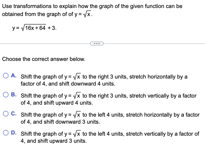 Solved Use transformations to explain how the graph of the | Chegg.com