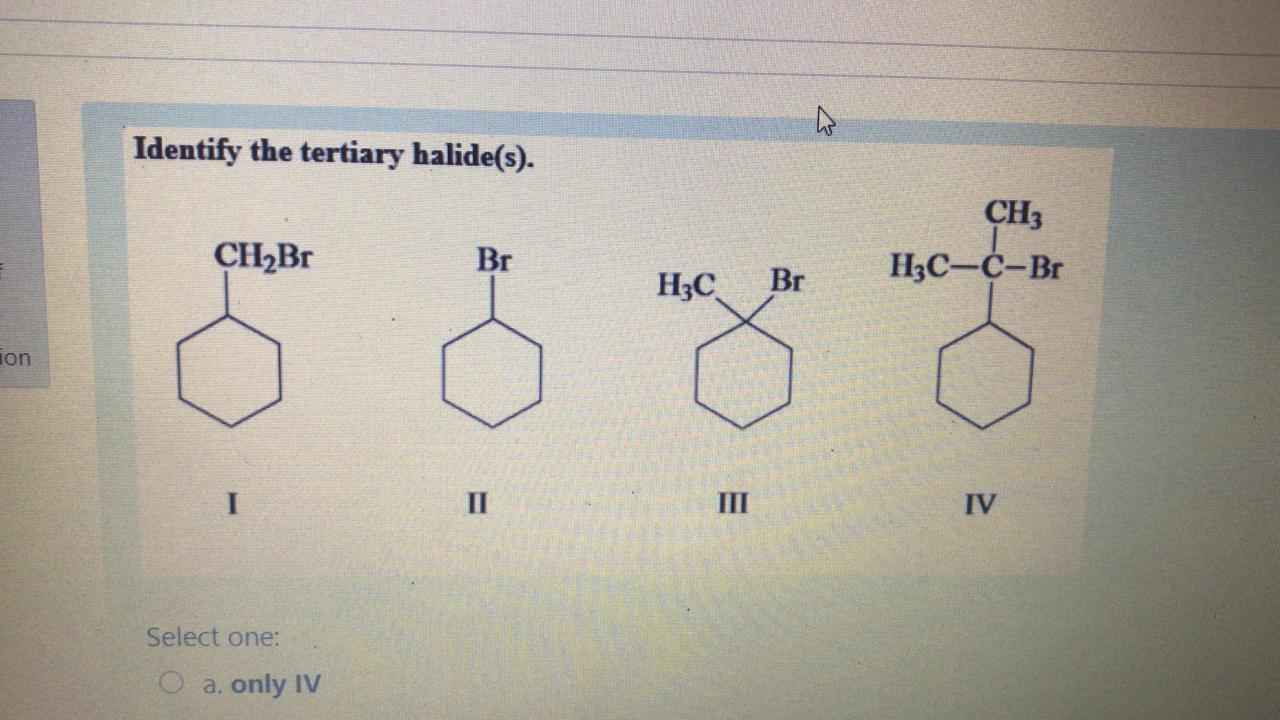 Solved Identify the tertiary halide(s). CH3 CH2Br Br Br | Chegg.com