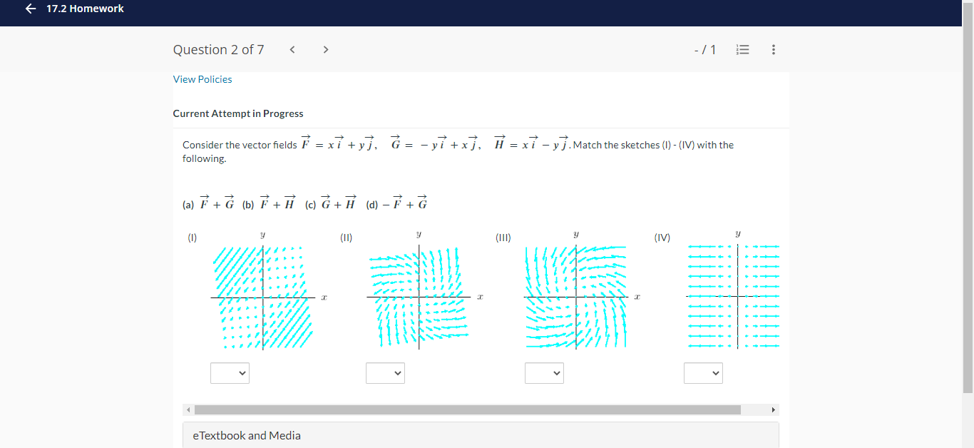 Consider the vector fields F=xi+yj,G=−yi+xj,H=xi−yj. | Chegg.com