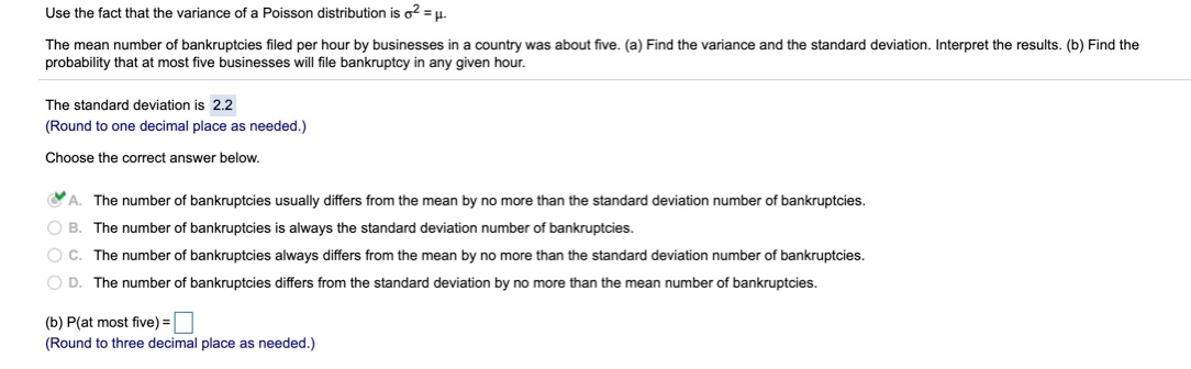 Solved Use the fact that the variance of a Poisson | Chegg.com