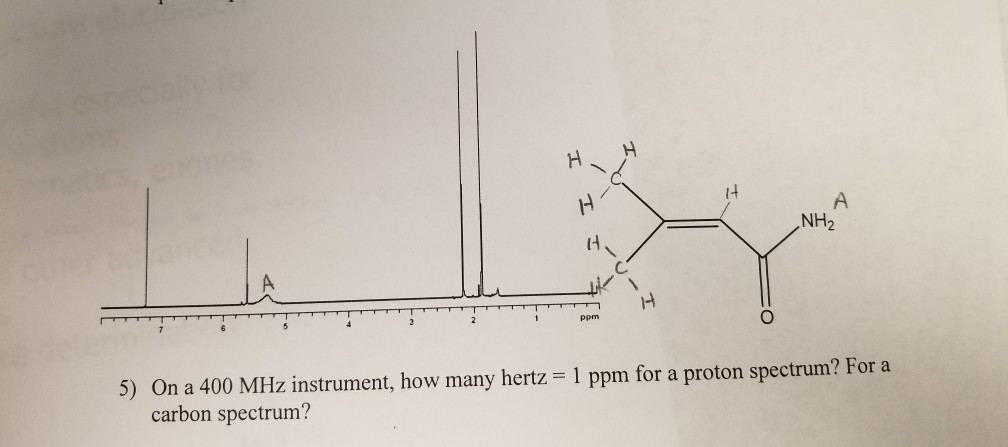 Solved I+ NH2 ppm 5) On a 400 MHz instrument, how many hertz | Chegg.com