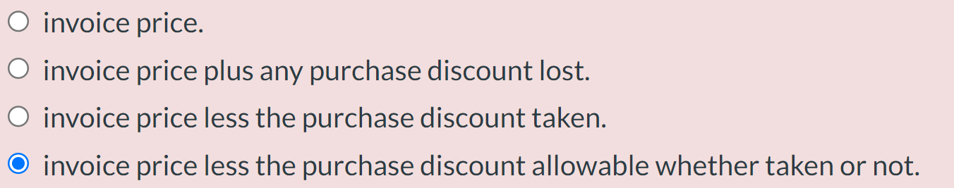 Solved If a company uses a purchase discount account, the | Chegg.com